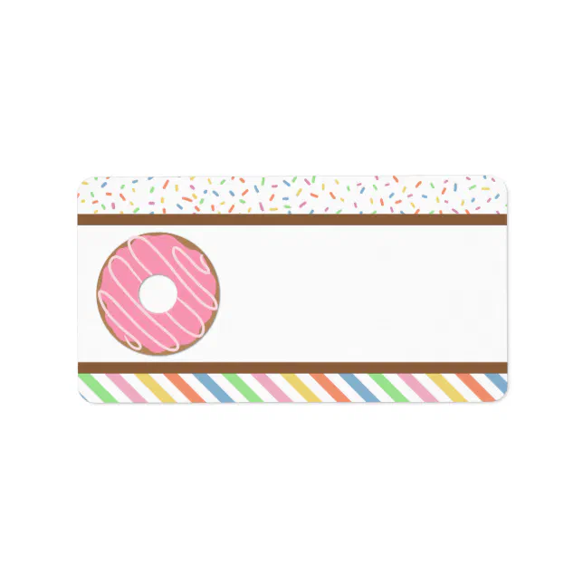 Pink Donut Birthday Party Label | Zazzle