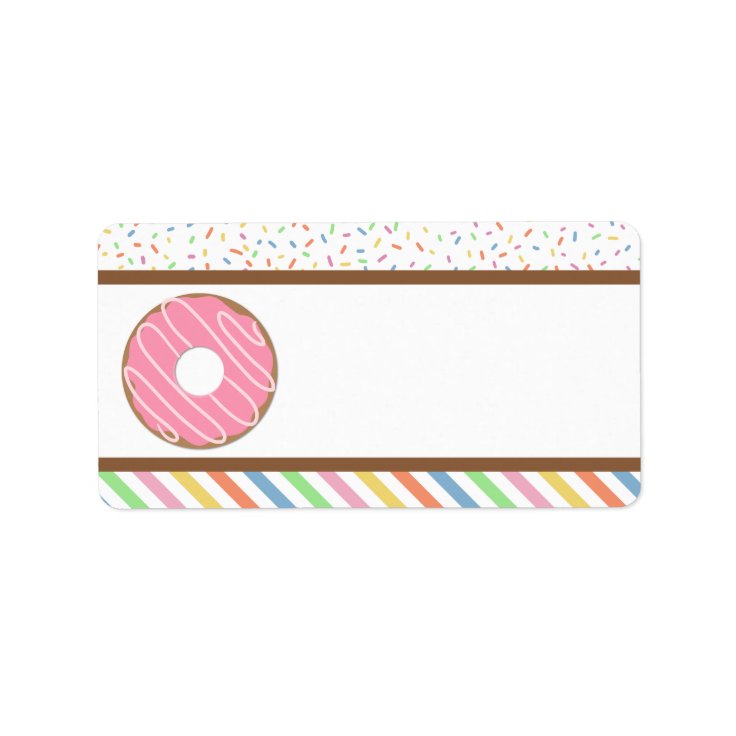 Pink Donut Birthday Party Label | Zazzle