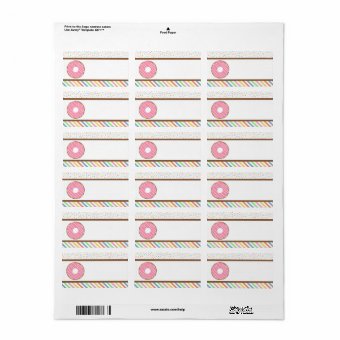 Pink Donut Birthday Party Label | Zazzle