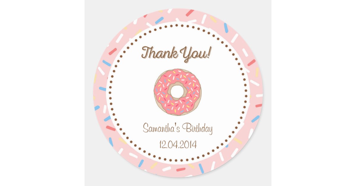 Pink Donut Birthday Sticker | Zazzle