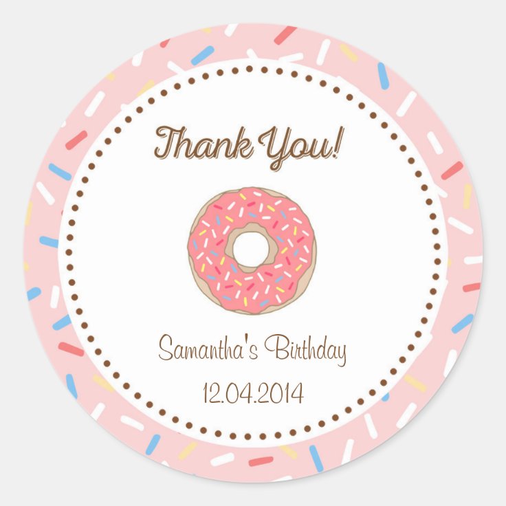 Pink Donut Birthday Sticker | Zazzle