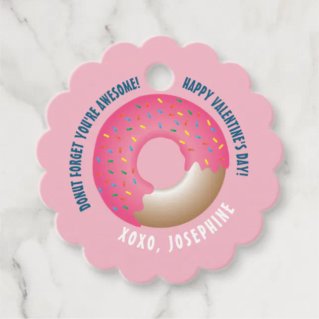 Pink Donut Forget You're Awesome Valentine's day Favor Tags | Zazzle