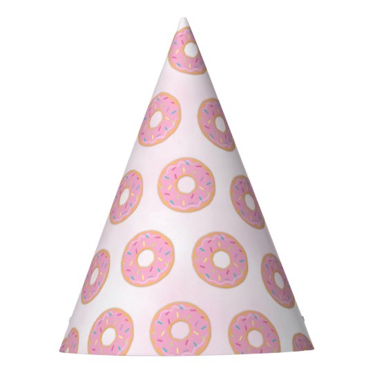 Pink Donut Rainbow Sprinkles Birthday Party Hat | Zazzle.com