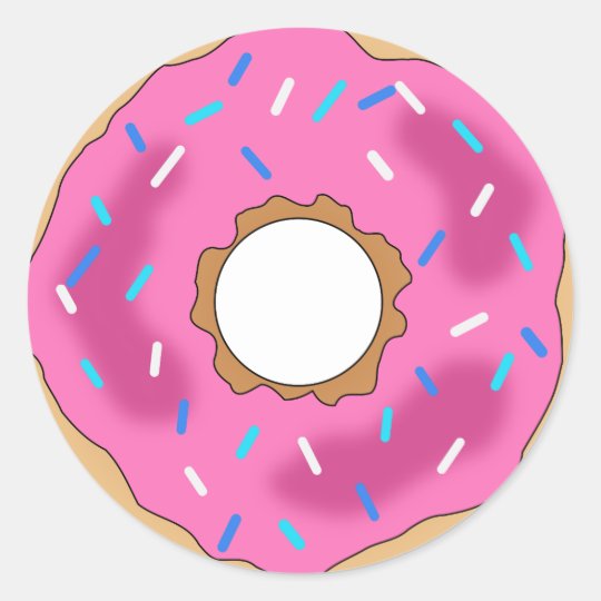 Pink Donut Round Stickers | Zazzle.com