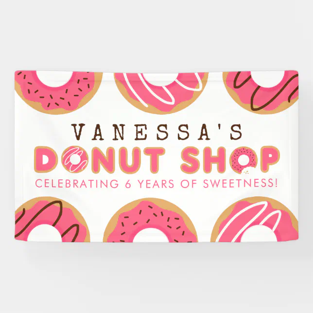 Pink Donut Shop Birthday Party Banner | Zazzle