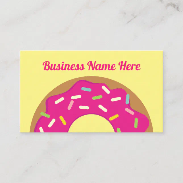 Pink donut sprinkles bakery business card template | Zazzle