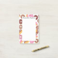 Pink Donut Typography and Watercolor Cute Donuts Post-it Notes | Zazzle