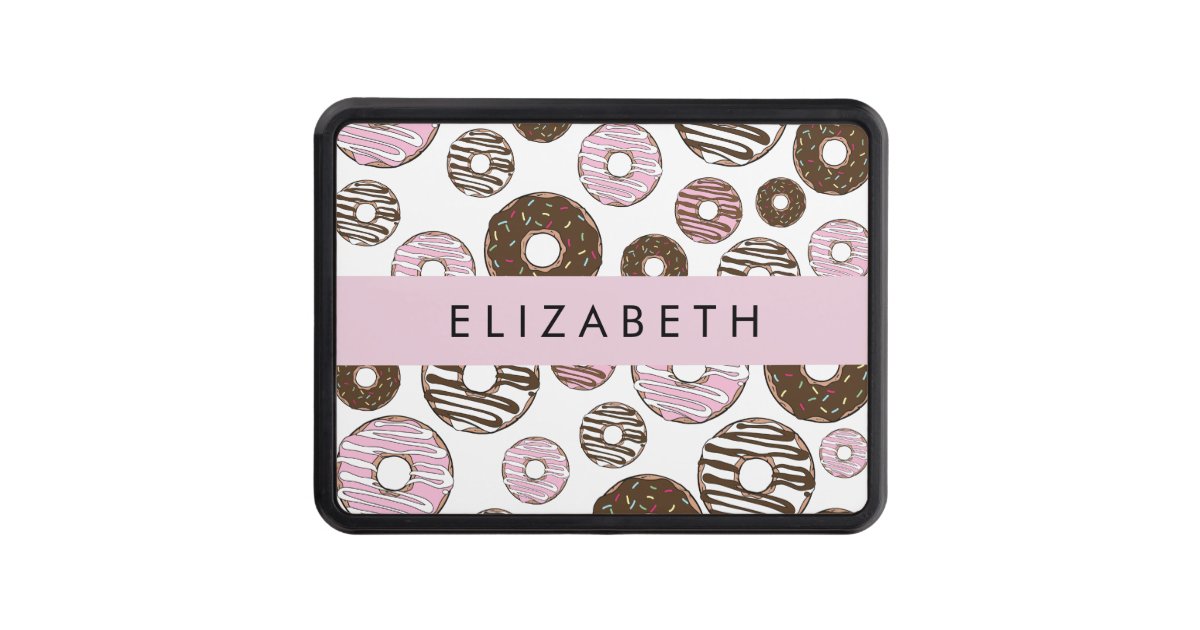 Pink Donuts, Brown Donuts, Sprinkles, Your Name Hitch Cover | Zazzle