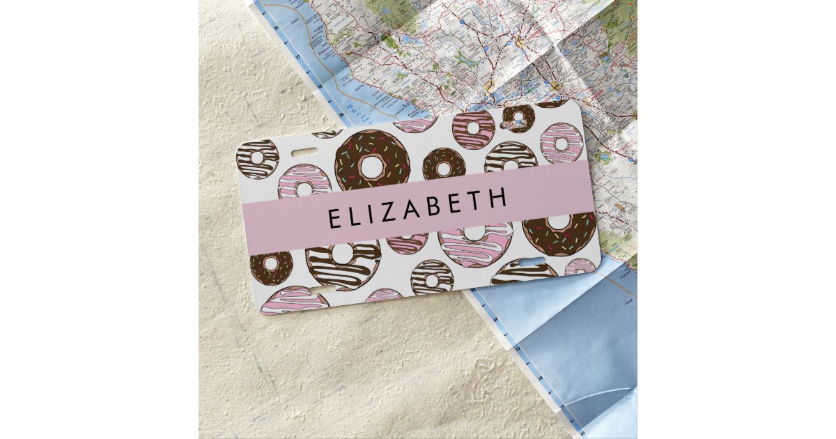 Pink Donuts, Brown Donuts, Sprinkles, Your Name License Plate | Zazzle