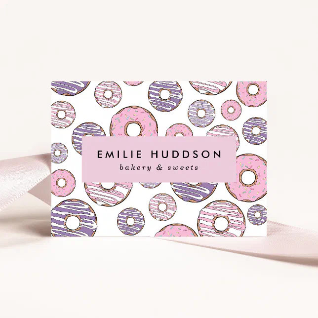 Pink Donuts, Purple Donuts, Cake Shop, Pastry Shop Business Card | Zazzle