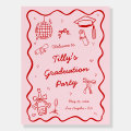 Pink Doodle Graduation Welcome Sign Hand Drawn Red | Zazzle