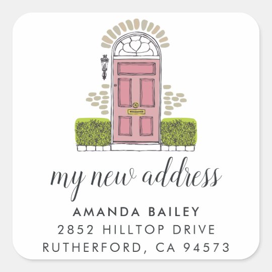 Pink Door Moving Announcement Stickers | Zazzle.com