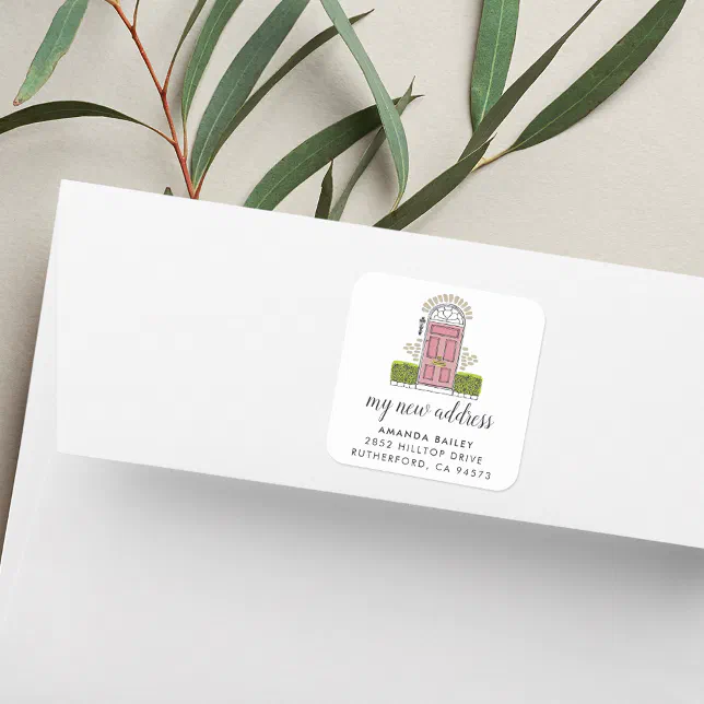 Pink Door Moving Announcement Stickers | Zazzle