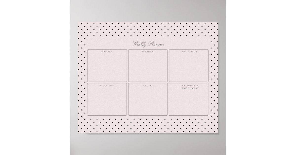 Pink dotted weekly planner printable poster | Zazzle