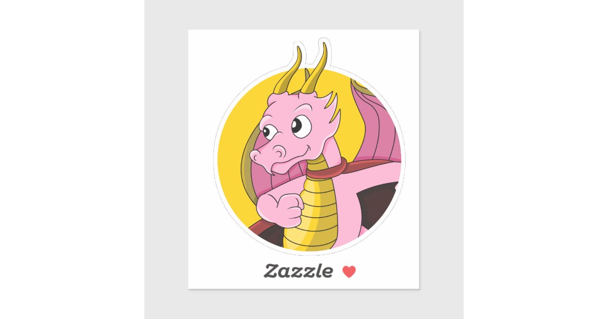 Pink dragon cartoon Custom-Cut Vinyl Sticker | Zazzle