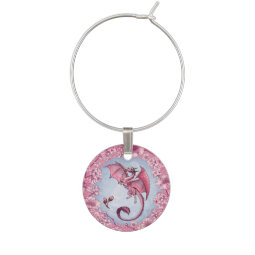 Pink Dragon of Spring Nature Fantasy Art Wine Charm | Zazzle