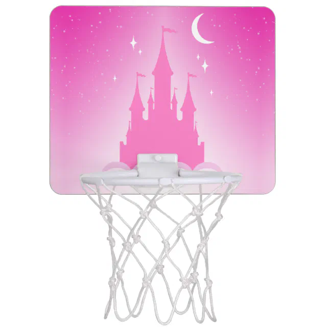 Pink Dreamy Castle In The Clouds Starry Moon Sky Mini Basketball Hoop ...