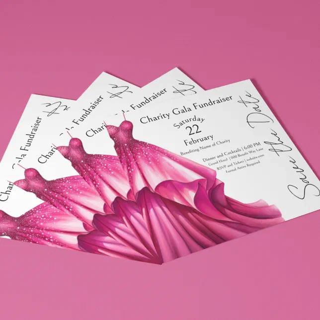 Pink Dress Chairty Ball Gala Event Invitation | Zazzle