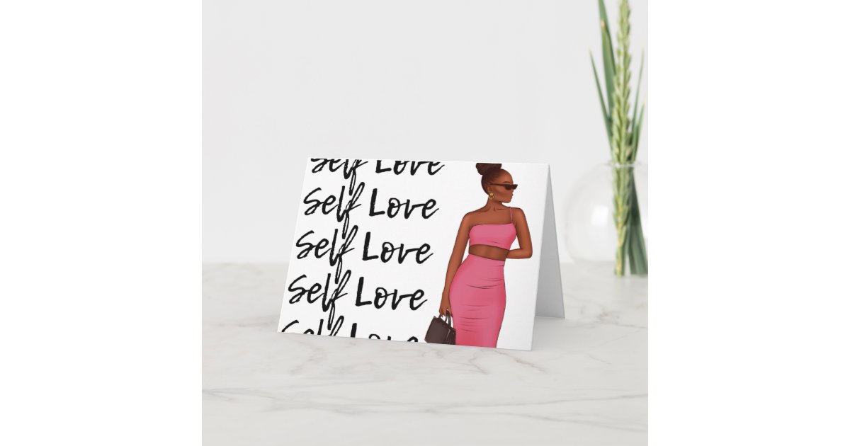 Pink Dress Diva | Self Loves Series Note Card | Zazzle