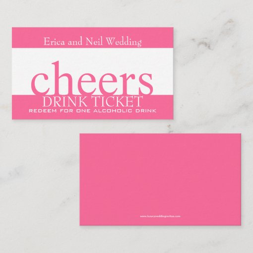 Pink Drink Bar Ticket for Wedding Receptions Enclosure Card | Zazzle