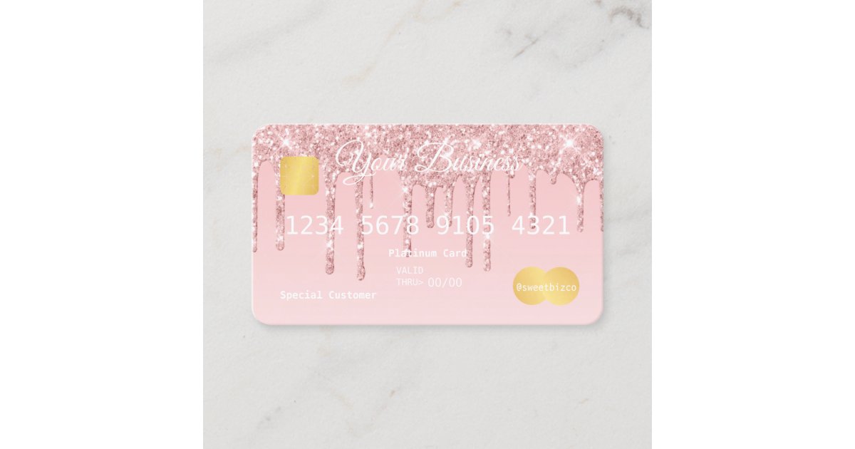 Pink Drip Glitter-look Credit Card | Zazzle