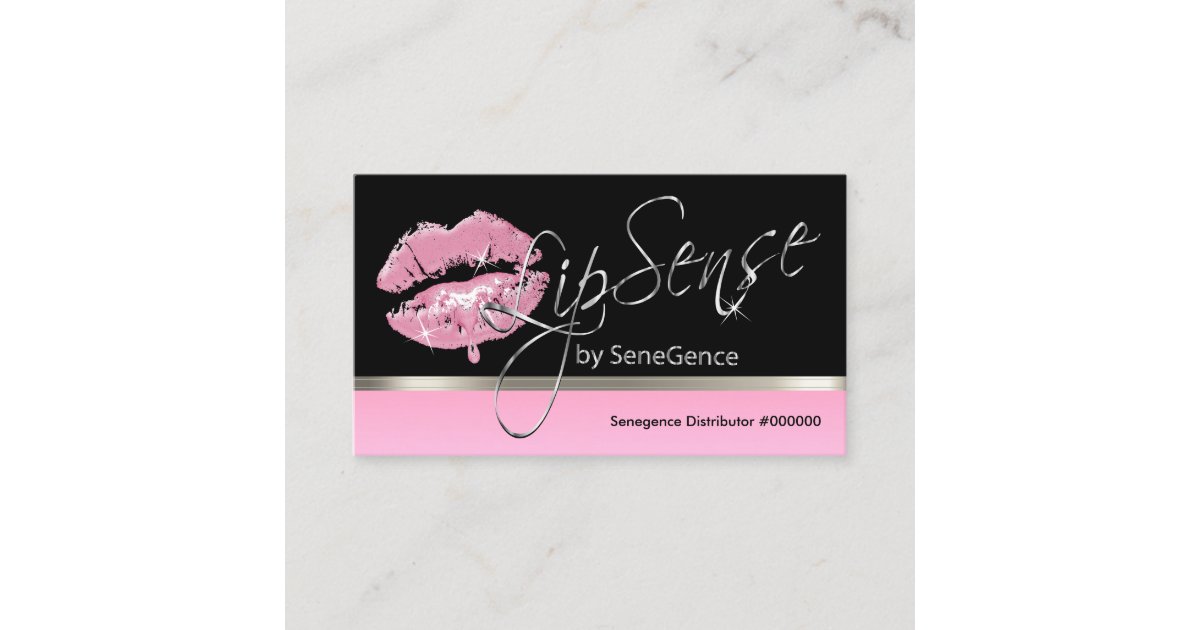 Pink Drip Lip and Silver Business Card | Zazzle