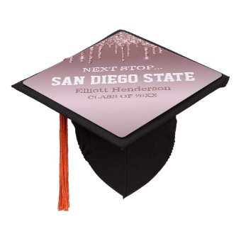 Pink Dripping Glitter Next Stop Graduation Cap Topper | Zazzle