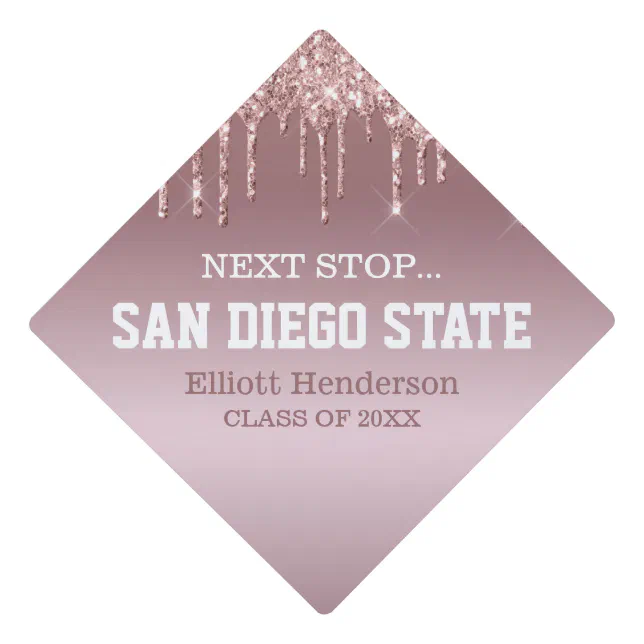 Pink Dripping Glitter Next Stop Graduation Cap Topper | Zazzle