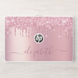 Pink Dripping Glitter Personalized HP Laptop Skin | Zazzle