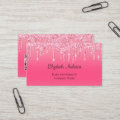 Pink Dripping Glitter QR code Hair Salon Nails Business Card | Zazzle