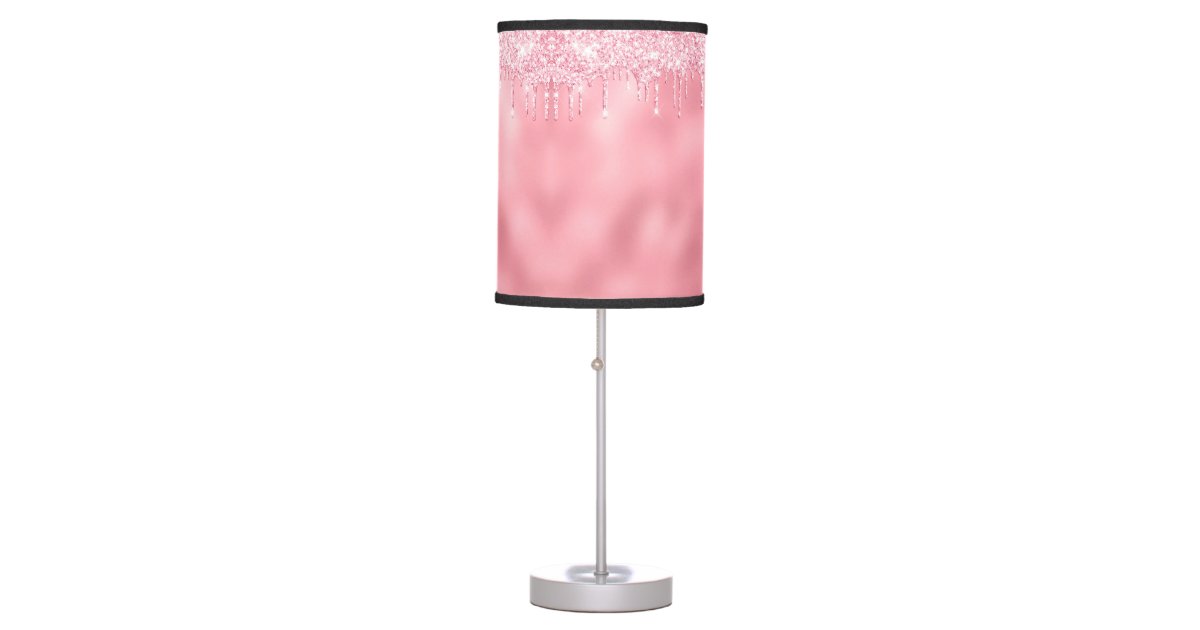 Pink Dripping Glitter Table Lamp | Zazzle