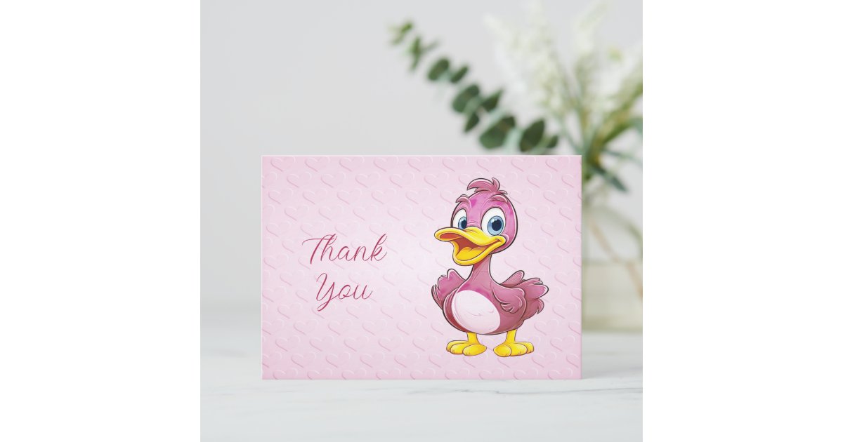 Pink Duck Thank You Card | Zazzle