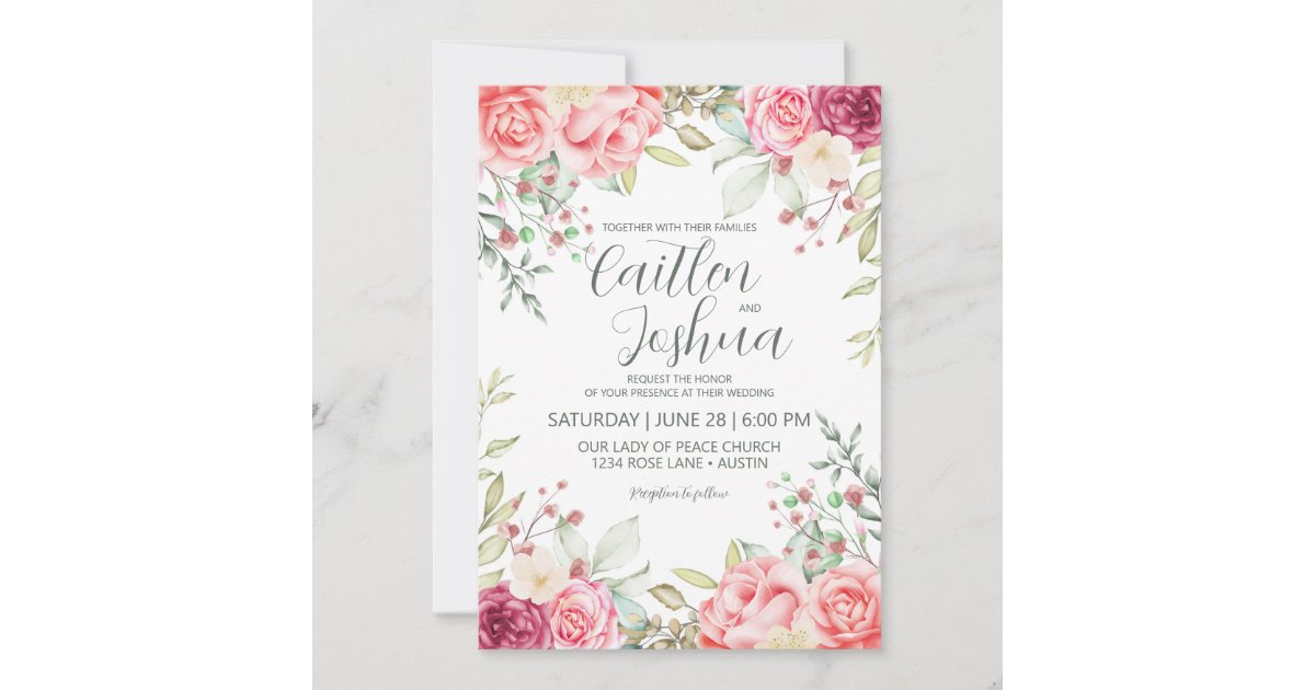 Pink Dusty Rose Greenery Wedding Invitation | Zazzle Pink Dusty Rose Greenery Wedding Invitation | Zazzle