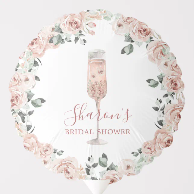 Pink Dusty Rose Petals and Prosecco Balloon | Zazzle