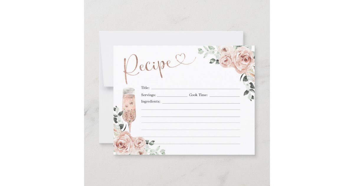 Pink Dusty Rose Petals Prosecco Recipe Card | Zazzle