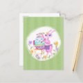 Pink Easter Bunny Rabbit and Egg Postcard | Zazzle