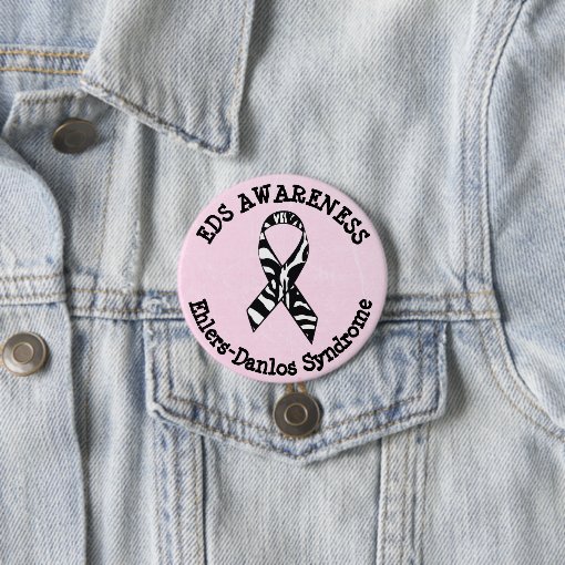 Pink EDS Awareness Ribbon Button | Zazzle