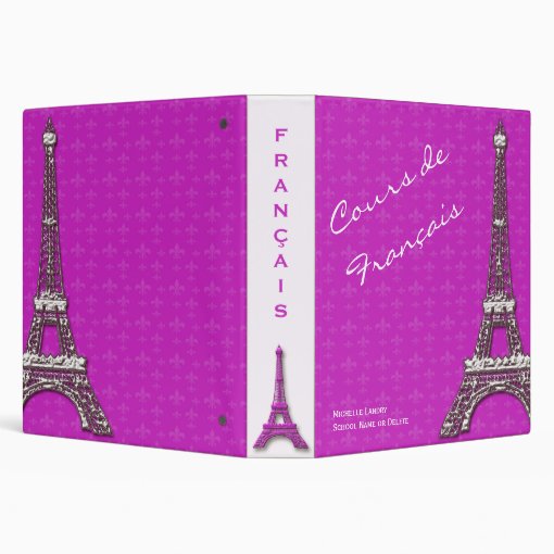 Pink Eiffel Tower French Class Binder | Zazzle