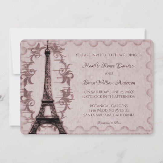 Pink Eiffel Tower Wedding Invitation | Zazzle.com