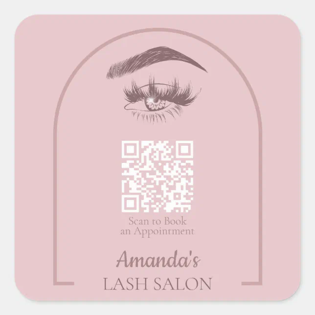 Pink Elegant Arc Beauty Salon QR Code Square Sticker | Zazzle