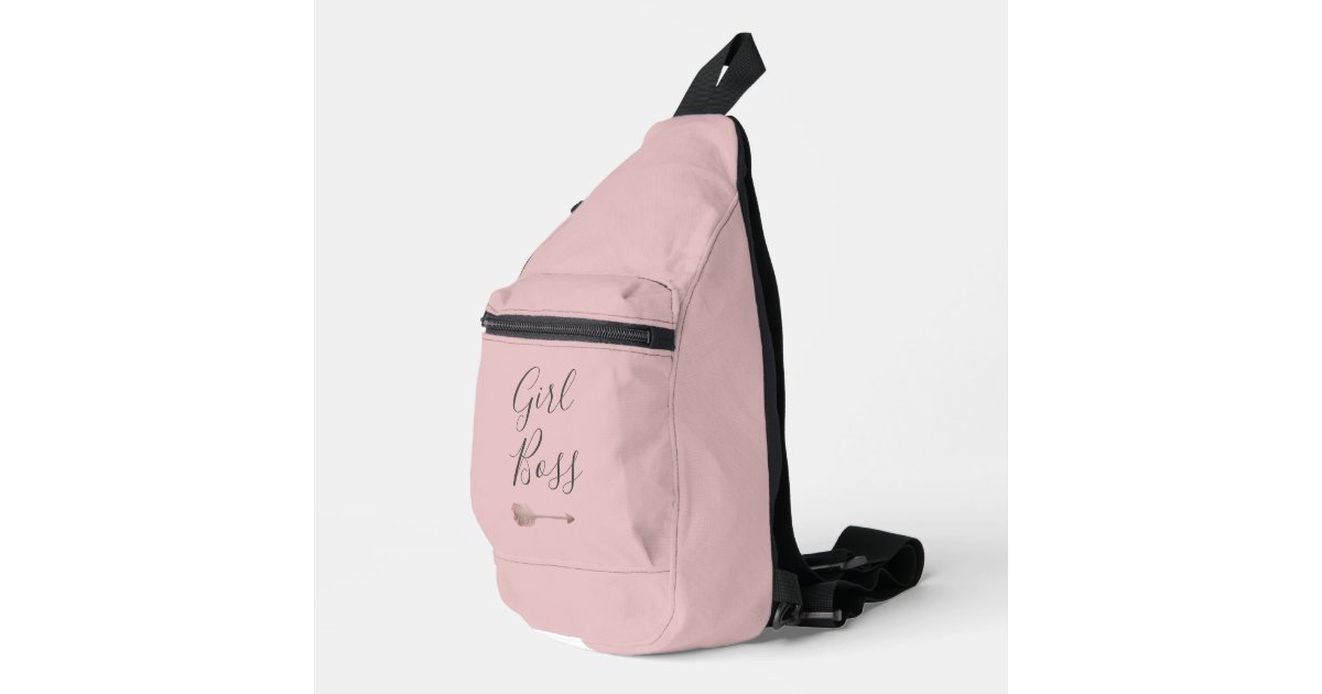 Pink Elegant Script Girl Boss Sling Bag | Zazzle
