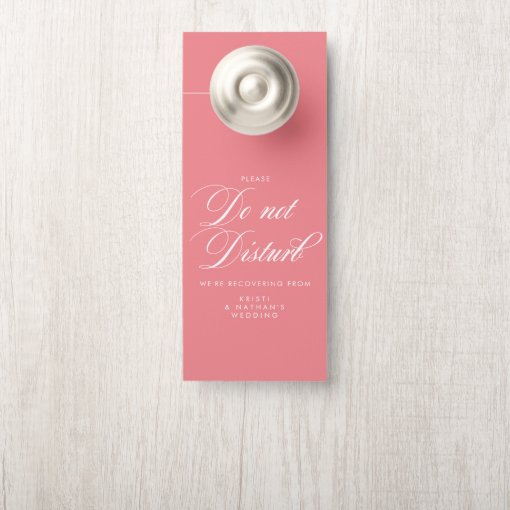 Pink Elegant Script Wedding Do Not Disturb Sign | Zazzle