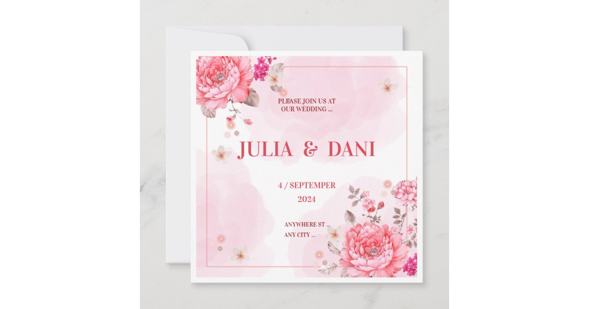 Pink Elegant Wedding Invitation | Zazzle