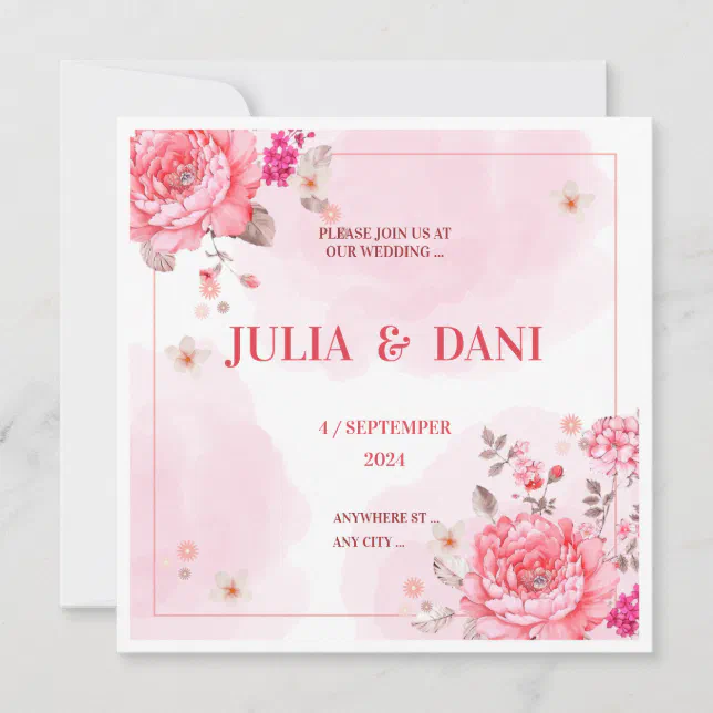 Pink Elegant Wedding Invitation | Zazzle