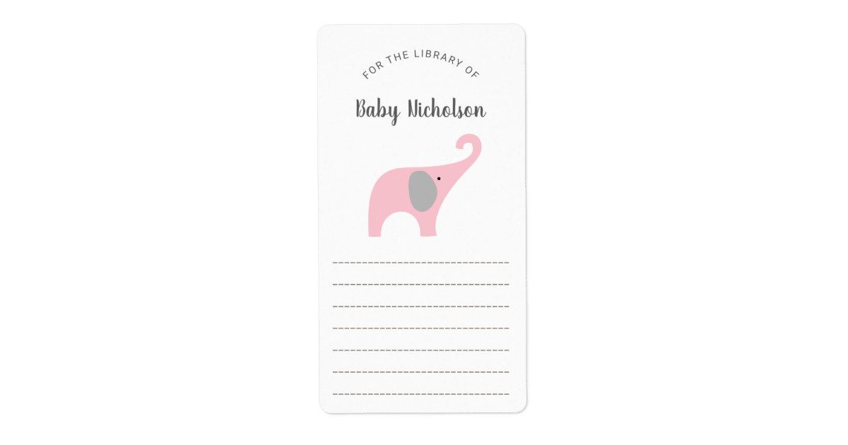 Pink Elephant baby shower bookplates | Zazzle