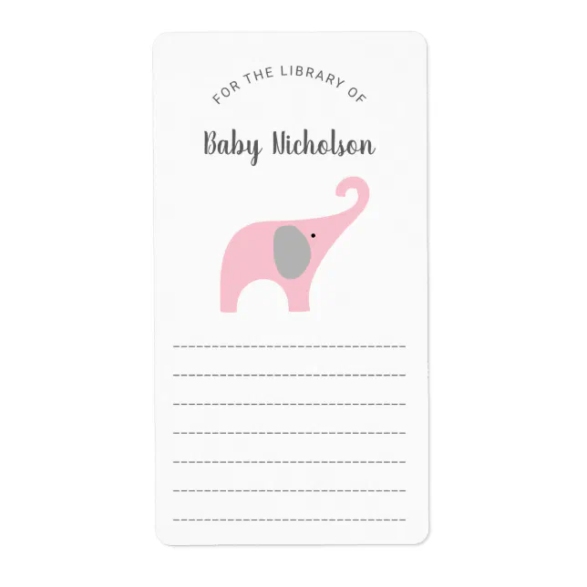 Pink Elephant baby shower bookplates | Zazzle