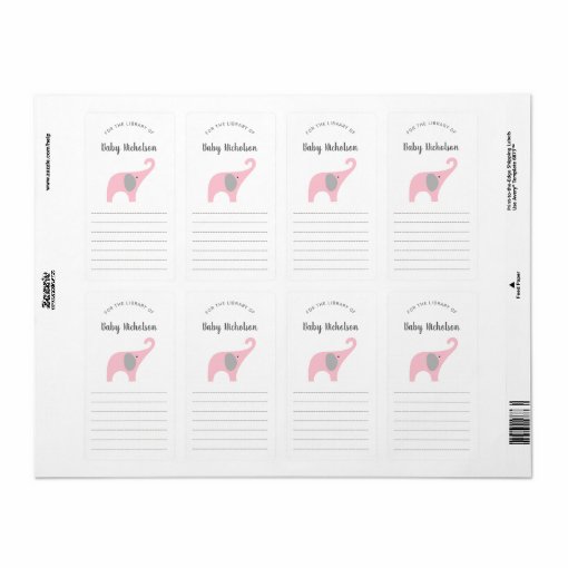 Pink Elephant baby shower bookplates | Zazzle