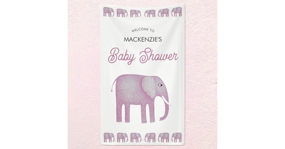 Pink Elephant Baby Shower Welcome Banner | Zazzle