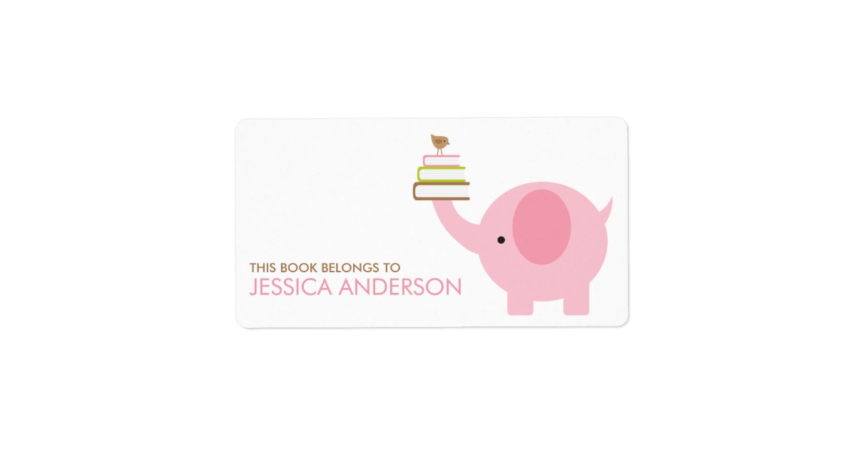 Pink Elephant Bookplates Labels | Zazzle