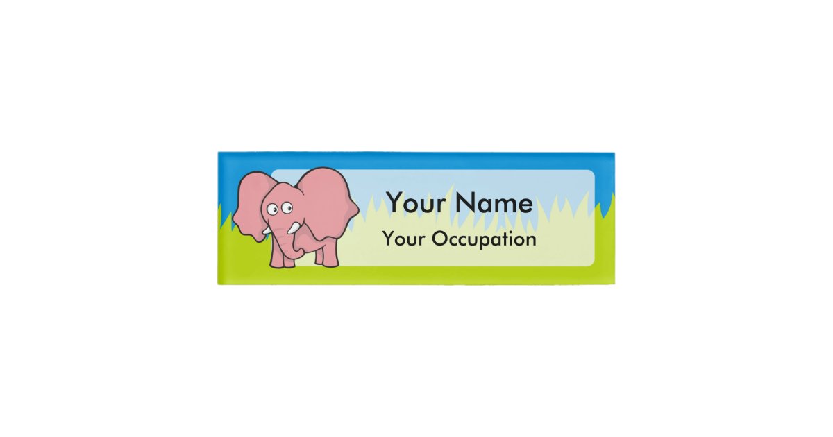 Pink elephant cartoon name tag | Zazzle